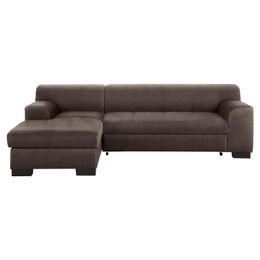 Ecksofa Home Affaire, B:262cm H:77cm T:159cm, braun, Wohnzimmer, Sofas, "Falk klare Linien, elegant und zeitlos, L-Form", mit Federkern und wahlweise