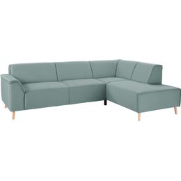 Ecksofa Andas, B:263cm H:81cm T:191cm, grün, Struktur fein ( 100% Polyester);Struktur weich (92% Polyester, 8% Nylon);Struktur fein ( 100%