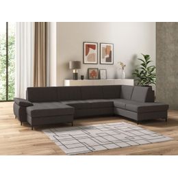 Wohnlandschaft DOMO collection, B:348cm H:84cm T:204cm, schwarz, 100% Polyester, Sofas, "Capelo, komfortabel, klare Linien zeichnen dieses Design