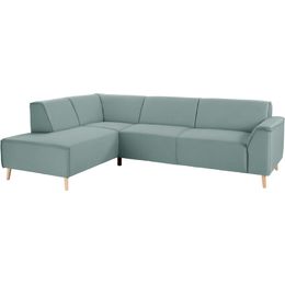 Ecksofa Andas, B:263cm H:81cm T:191cm, grün, Struktur fein ( 100% Polyester);Struktur weich (92% Polyester, 8% Nylon);Struktur fein ( 100%