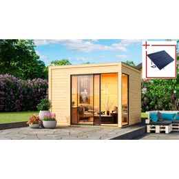 Gartenhaus Karibu, beige, Holzwerkstoff, Gartenh&auml;user, ""Ditsche 1", mit Boden und Dachfolie im Paket", naturbelassen oder anthrazit
