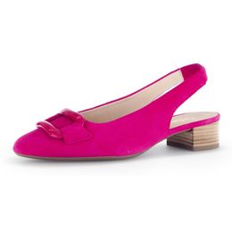 Gabor Damen Slingpumps, Gr. 39, pink, Ziegenveloursleder, unifarben, Schuhe, Blockabstz, Festtagsschuh, Hochzeitsschuh mit elastischem Riemchen