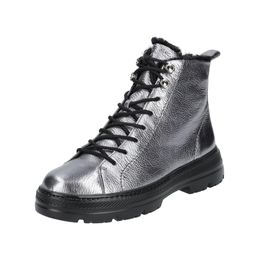 Paul Green Damen Schnürstiefelette "Paul Green Stiefelette Leder", Gr. 40,5, silber, Leder, Schuhe