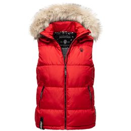 Marikoo Damen Steppweste "Eisfl&ouml;ckchen", rot, Gr. XS, Obermaterial: 100% Polyester; Innenseite: 100% Polyester; Fellimitat: 90% Polyacryl, 10%
