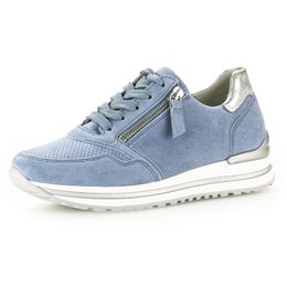 Gabor Damen Keilsneaker "TURIN", Gr. 38, blau, Ziegenveloursleder, Schuhe, mit Lochmuster, Weite H, Freizeitschuh, Halbschuh, Schnürschuh