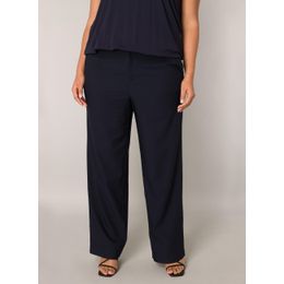 Damen Stoffhose, blau, Gr. 46, Base Level Curvy, unifarben, Stoff, Obermaterial: 77% Viskose, 20% Nylon, 3% Elasthan, Hosen, Sommerhose mit Schlag