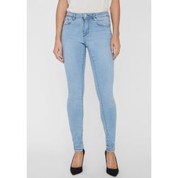 Véro Moda VERO MODA Damen Skinny-fit-Jeans "VMTANYA MR S PIPING JEANS VI352 GA NOOS", blau, Gr. S, Denim/Jeans, Obermaterial: 69% Baumwolle, 25% Polyester, 3%