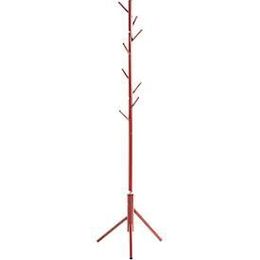 Garderobenständer HAKU, 8 Haken mit jeweils 5 kg Tragkraft, Ø 480 x H 1730 mm, Stahlrohr lackiert, rot