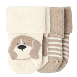 Topomini 2 Paar Newborn Frotteesocken mit Umschlag