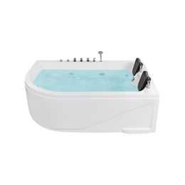 Beliani Eckbadewannen CALAMA in Weiß/Schwarz/Silber - (W) 120 x (H) 70 x (L) 180 cm | Gr.: onesize