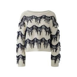 Oui Pullover in Wei&szlig;/ Dunkelblau | Gr.: 36