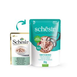 12x85 g Schesir Cat Complete Thunfisch mit Goldbrasse in Jelly