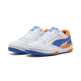 Sneaker Puma "Rebound Retro Sneakers Erwachsene", Damen, Gr. 38,5, orange (wei&szlig; team royal rickie orange blau), Obermaterial: Textil, Kuhleder, Synthetik, Leder; Futter: Textil; Innensohle: Textil; Laufsohle: Gummi, Schuhe Sneaker