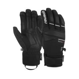 Skihandschuhe Reusch "Thunder R-TEX XT", Damen, Gr. 10.5, grau (schwarz, wei&szlig;), 80% Polyester, 14% Ziegenleder, 3% Polyurethan, 3% Elasthan, unifarben, Handschuhe, mit wasser- und winddichter Membran