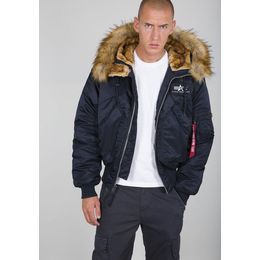 Bomberjacke Alpha Industries "45P Hooded Custom", Herren, Gr. XXL, blau (rep blau), Web, Obermaterial: 100% Nylon. Futter: 100% Polyester. Füllung: 100% Polyester, unifarben, Modisch, regular fit normal, ohne Ausschnitt, Rippbündchen, Jacken