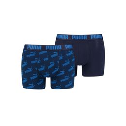 Boxer Puma, Herren, Gr. L, blau (bedruckt, navy), Obermaterial: 95% Baumwolle, 5% Elasthan, bedruckt, unifarben mit Farbeinsatz, normal, Unterhosen, mit breitem Logobund
