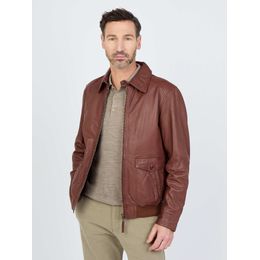 Bikerjacke JCC "Samuel", Herren, Gr. 48, braun (rostbraun), Obermaterial: 100% Leder Lamm; Futter oben: 100% Baumwolle; Futter unten: 100% Polyester; Ärmelfutter: 100% Polyester, mit Knopf, Jacken