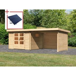 Woodfeeling Gartenhaus »Trittau 3« mit Anbaudach naturbelassen