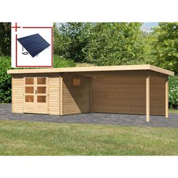 Woodfeeling Gartenhaus »Trittau 3« mit Anbaudach naturbelassen