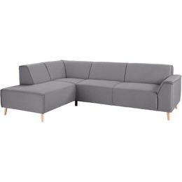 Andas Ecksofa »Janek Scandic Design, elegant und zeitlos, L-Form« mit Federkern und Keder in scandinavischem Design grau
