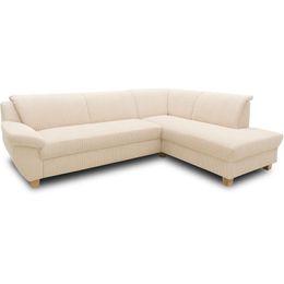 Home Affaire Ecksofa »Yesterday zeitlos und elegant, bequeme Armlehnen, L-Form« wahlweise mit Bettfunktion, auch in Cord creme