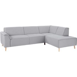 Andas Ecksofa »Janek Scandic Design, elegant und zeitlos, L-Form« mit Federkern und Keder in scandinavischem Design hellgrau