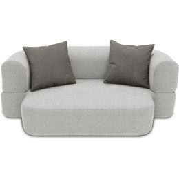 Inosign Schlafsofa »Denair oval Federkern, Bettsofa, organisches Design. Breite 208cm« 2-Sitzer durch Klappen verwandeln in eine Liegefläche silber