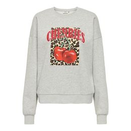 Only Sweatshirt »ONLJOLANA L/S O-NECK BERRY PRINT CS SWT« Light Grey Melange Print:Cherries + leo aop XS XS Sweater von Only