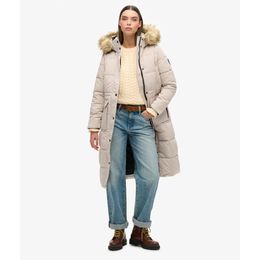 Superdry Damen Langer Everest Steppmantel Beige - Gr&ouml;&szlig;e: 44 20822185005547MO025