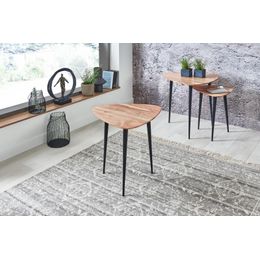 Beistelltisch 50x50 cm Akazie massiv & naturfarben Couchtisch Unikat ELSA