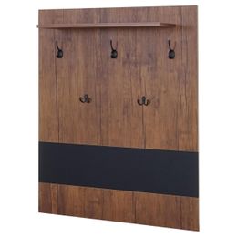 Mendler Wandgarderobe HWC-A27, Garderobe Garderobenpaneel, 5 Haken 100x80cm 3D-Struktur, MVG Wildeiche-Optik 60158