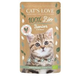 CAT'S LOVE Bio Nassfutter Katze Junior in Gelee Gefl&uuml;gel 12x100 g