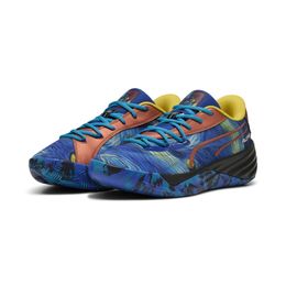 Sneaker Puma "All-Pro NITRO™ SQD Dylan Exhibit Basketballschuhe Erwachsene", Gr. 40.5, blau (vivid blau tropical), Obermaterial: Synthetik, Textil; Futter: Textil; Innensohle: Textil; Laufsohle: Gummi, Schuhe
