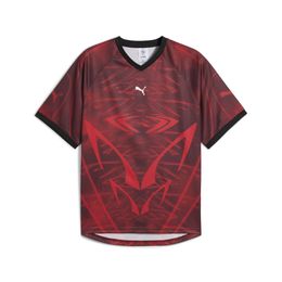Trainingsshirt Puma "PumaTECH Allover-Print Relaxed Fußballtrikot Erwachsene", Damen, Gr. XL, rot (for all time rot aop), Obermaterial: 100% Polyester, relaxed fit, Rundhals, Shirts