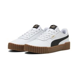Sneaker Puma "Carina 3.0 Sneakers Damen", Damen, Gr. 40.5, schwarz-wei&szlig; (wei&szlig; schwarz), Obermaterial: Textil, Kuhleder, Synthetik, Leder. Futter: Textil. Innensohle: Textil. Laufsohle: Gummi, Schuhe Sneaker