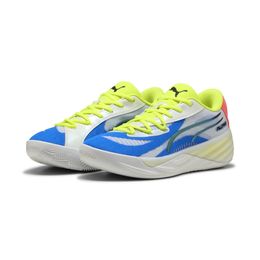 Sneaker Puma "All-Pro NITRO™ Basketballschuhe Erwachsene", Gr. 39, gelb (weiß gelb alert pink), Obermaterial: Textil, Synthetik; Futter: Textil; Innensohle: Textil; Laufsohle: Gummi, Schuhe