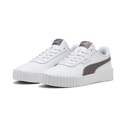 Sneaker Puma "Carina 3.0 Sneakers Damen", Damen, Gr. 35,5, lila (wei&szlig; raisin lila), Obermaterial: Textil, Kuhleder, Synthetik, Leder; Futter: Textil; Innensohle: Textil; Laufsohle: Gummi, Schuhe Sneaker