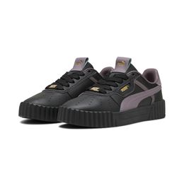 Sneaker Puma "Carina 3.0 Luxe Sneakers Damen", Damen, Gr. 37,5, lila (schwarz plum jam lila), Obermaterial: Kuhleder, Synthetik, Leder; Futter: Synthetik, Textil; Innensohle: Textil; Laufsohle: Gummi, Schuhe Sneaker
