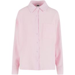 Klassische Bluse Urban Classics "Urban Classics Ladies Oversized Musselin Blouse", Damen, Gr. 4XL, blushedrose, 100% Baumwolle, Blusen