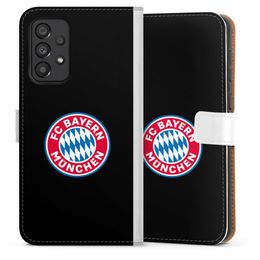DeinDesign Galaxy A33 5G Handy Klapph&uuml;lle Handyh&uuml;lle aus Kunst Leder wei&szlig; Flip Case Official Licensed Product Fc Bayern M&uuml;nchen Logo Sideflip mit Lasche