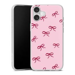 DeinDesign iPhone 16 Plus Handy Silikon H&uuml;lle Case wei&szlig; Handyh&uuml;lle Pattern Schleifen Bow Silikon Case