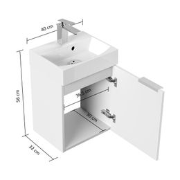 Posseik G&auml;ste WC Badm&ouml;bel Cubi Slimline 40cm SoftClose in versch. Ausf&uuml;hrungen