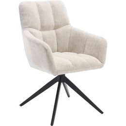 Drehstuhl Home Affaire "Nizza", beige (natur, schwarz), B:61cm H:90cm T:66cm, Stühle, Hochwertiger Stoff und robuster Metallfuß
