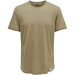 Only & Sons T-Shirt ONLY & SONS "ONSBENNE LONGY SS TEE NF 7822 NOOS", Herren, Gr. XL, grau (chinchilla), Single Jersey, Obermaterial: 100% Baumwolle, unifarben, normal lang, Rundhals, Shirts