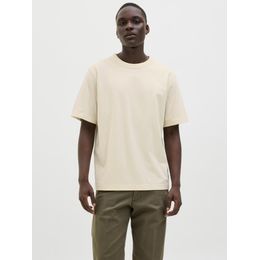 Jack & Jones Rundhalsshirt JACK & JONES "JJEDOVER TEE SS CREW NECK", Herren, Gr. M, wei&szlig; (antique wei&szlig;), Single Jersey, Obermaterial: 100% Baumwolle, unifarben, relaxed fit normal, Rundhals, Shirts Rundhalsshirt