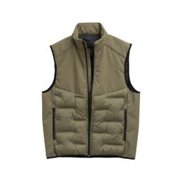Tom Tailor Denim Herren Hybrid Steppweste mit Stehkragen, gr&uuml;n, Uni, Gr. S
