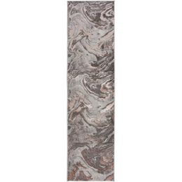 L&auml;ufer FLAIR RUGS, B:60cm H:12mm L:230cm, rosa, Kunstfaser, Flur, Teppiche, "Marbled", dezenter Glanz, mehrfarbig, modernes Marmor-Design,