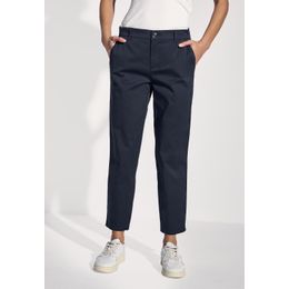 Street One Damen Chinohose, blau, Gr. 32, unifarben, Web, 97% Baumwolle, 3% Elasthan, Hosen, Middle Waist