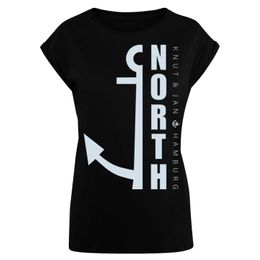 F4NT4STIC Damen T-Shirt "PLUS SIZE North Anker", schwarz, Gr. 4XL, Obermaterial: 100% Baumwolle, Shirts, Print