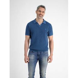 Lerros Herren Poloshirt "Lerros Herren Strick-Polo mit offenem Kragen", blau, Gr. M, 100% Baumwolle, Shirts